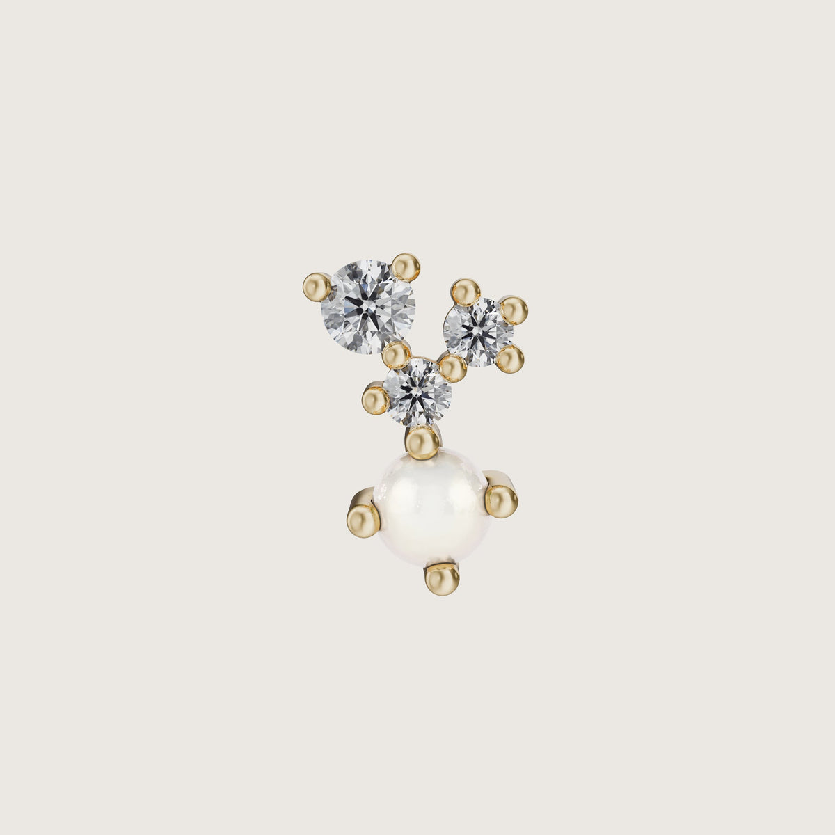 Stardust Singular Earring Diamond Pearl | Lindelli