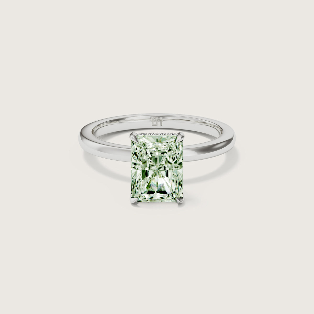 Bianca Radiant Solitaire Green Diamond - Hidden Halo | Lindelli