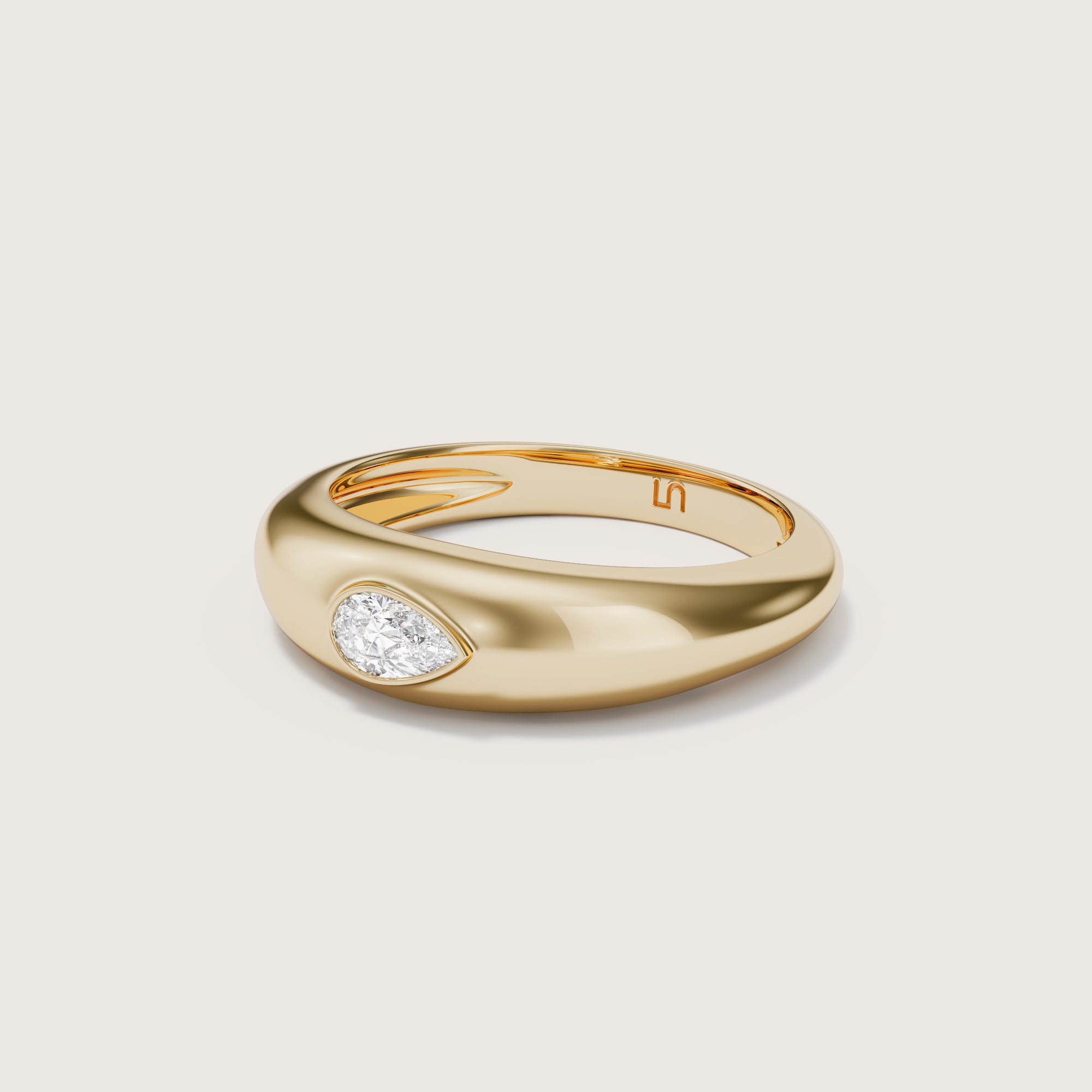 LINDELLI | Marmont 9K Gold Dome ring | Pear Diamond
